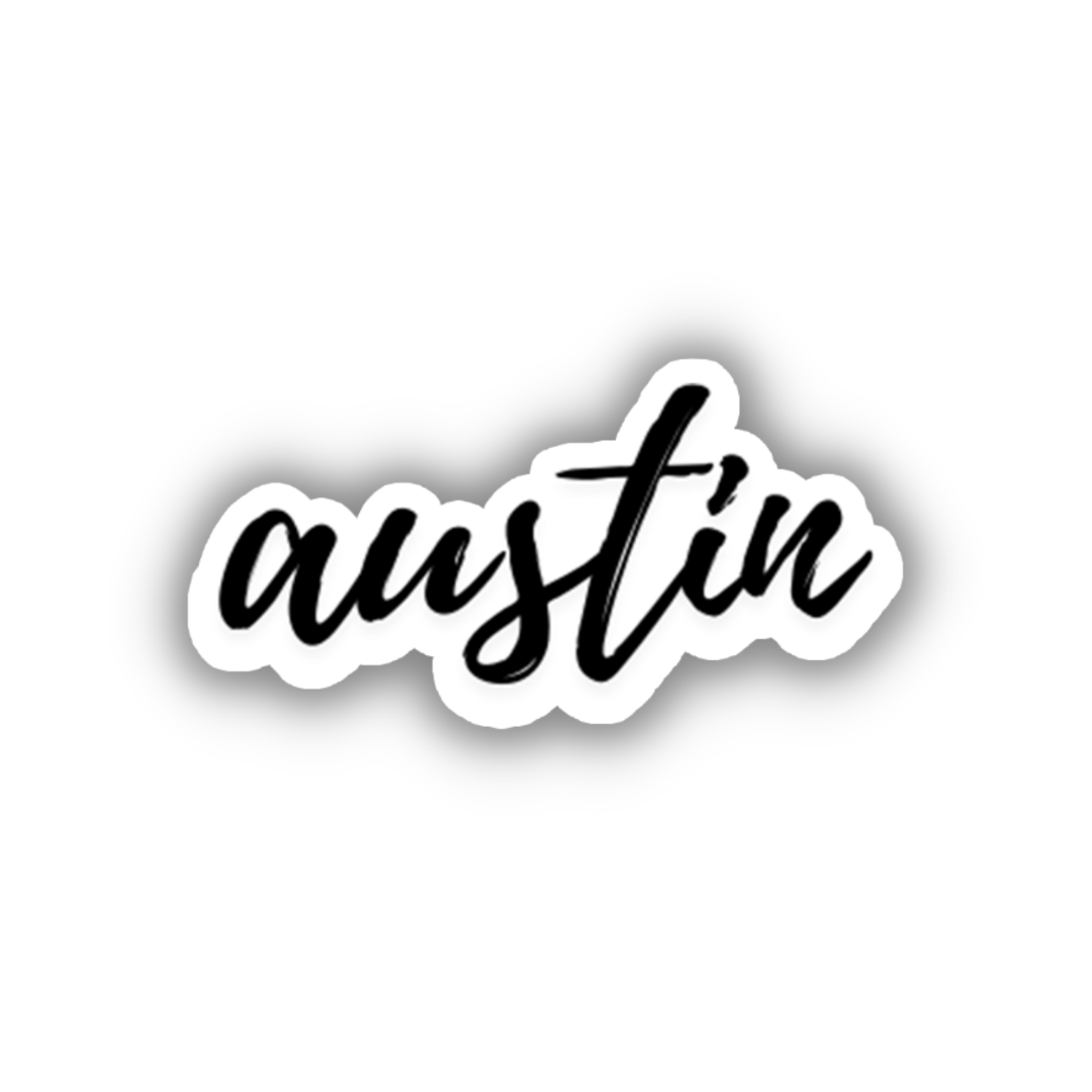 Austin Cursive Travel Sticker, Vintage Script, Trendy Luggage Decal ...