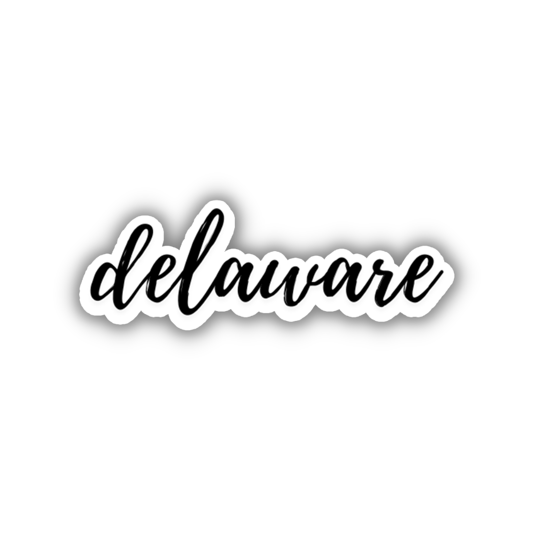 Delaware Travel Sticker, Vintage Cursive Script, Trendy Luggage Decal ...