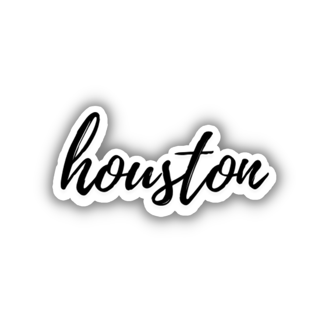 Houston Cursive Travel Sticker, Vintage Script, Trendy Luggage Decal ...