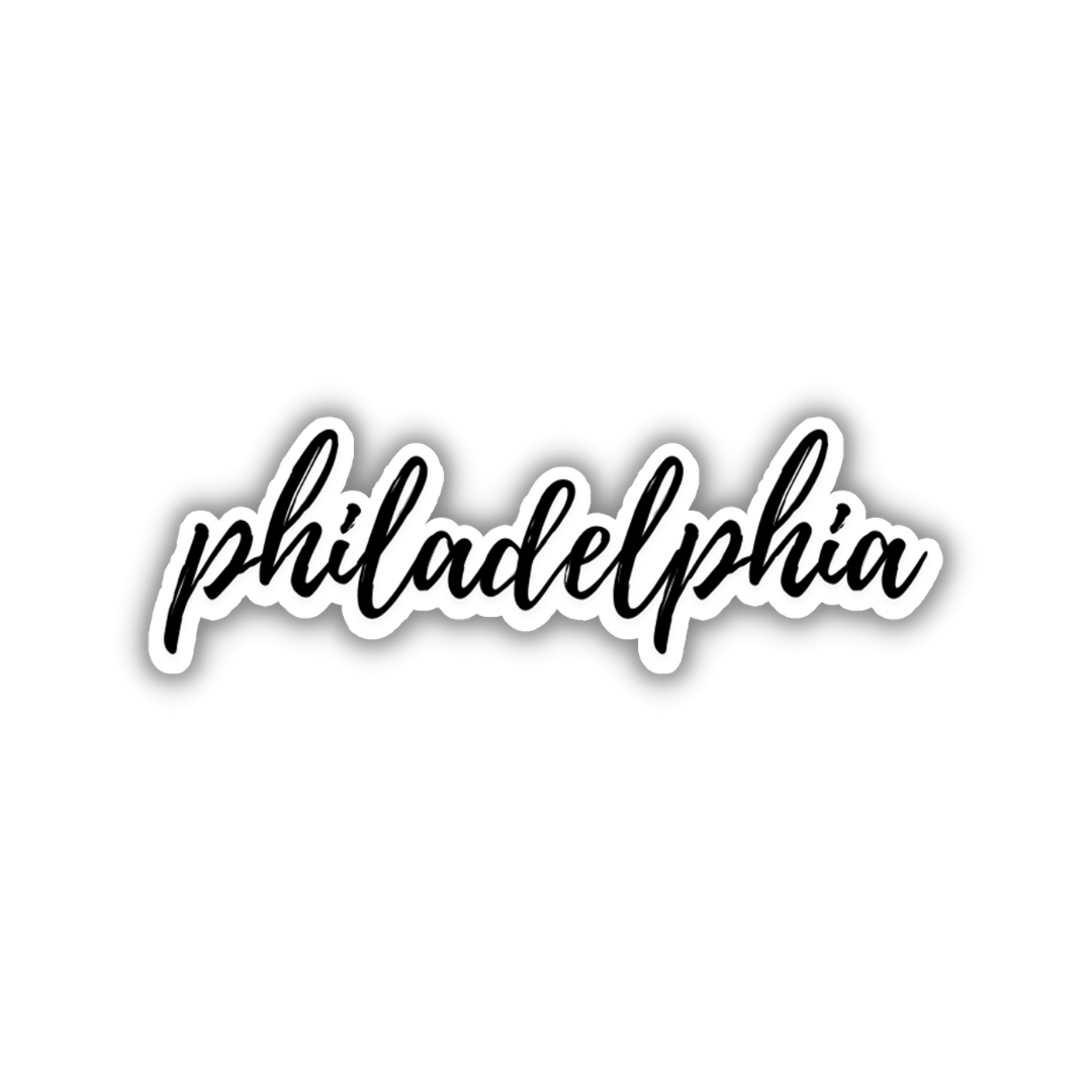 Philadelphia Cursive Travel Sticker, Vintage Script, Trendy Luggage ...